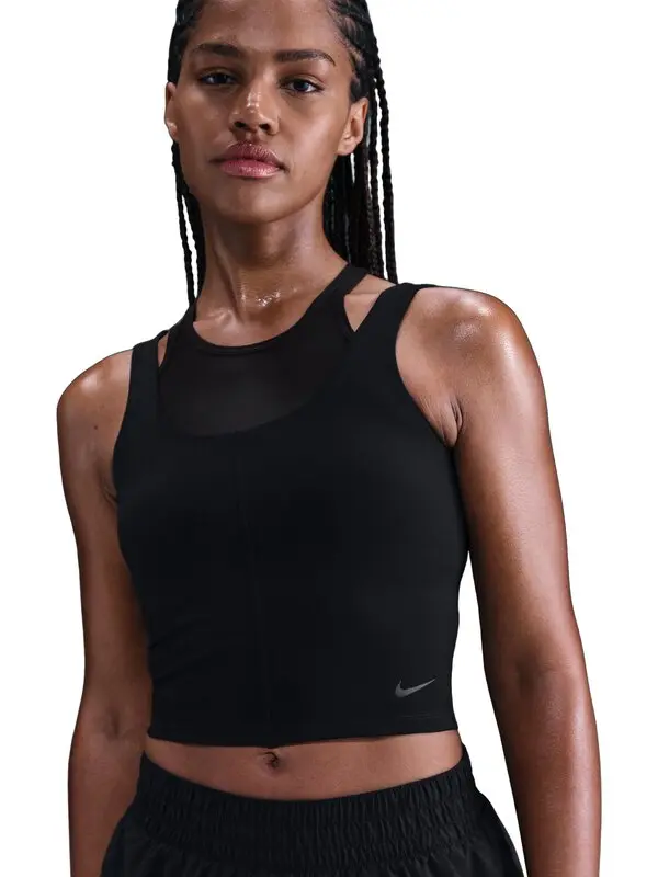 Nike Fitted Dri-fit Cropped Tank Top - Black