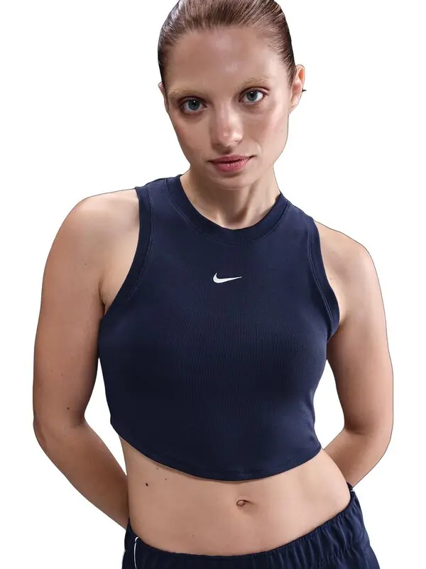 Nike Sportswear Chill Knit Tight Cropped Mini-rib Tank Top - Blue