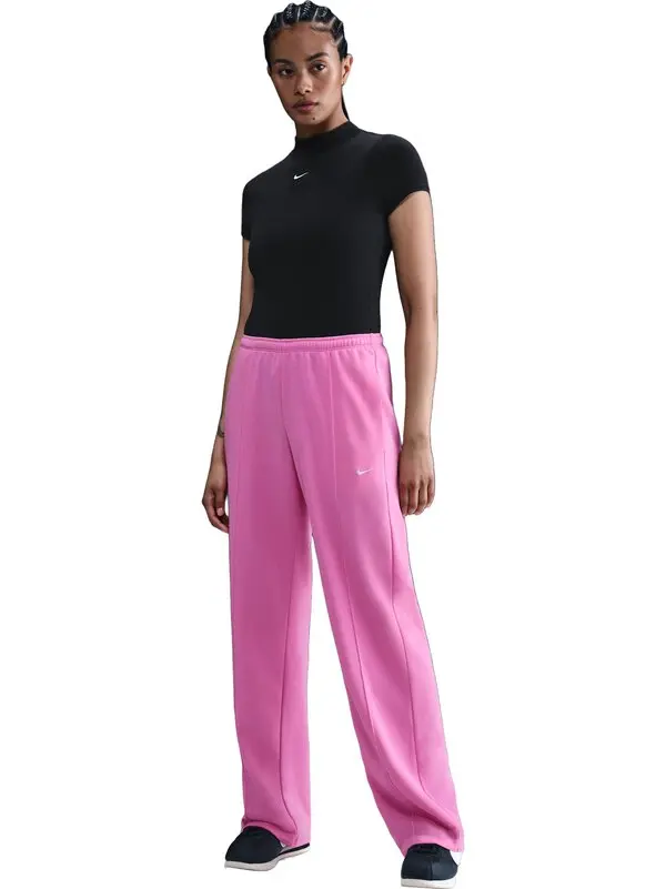 Nike Sportswear Chill Terry Mid-rise French Terry Open-hem Sweatpants - Pink