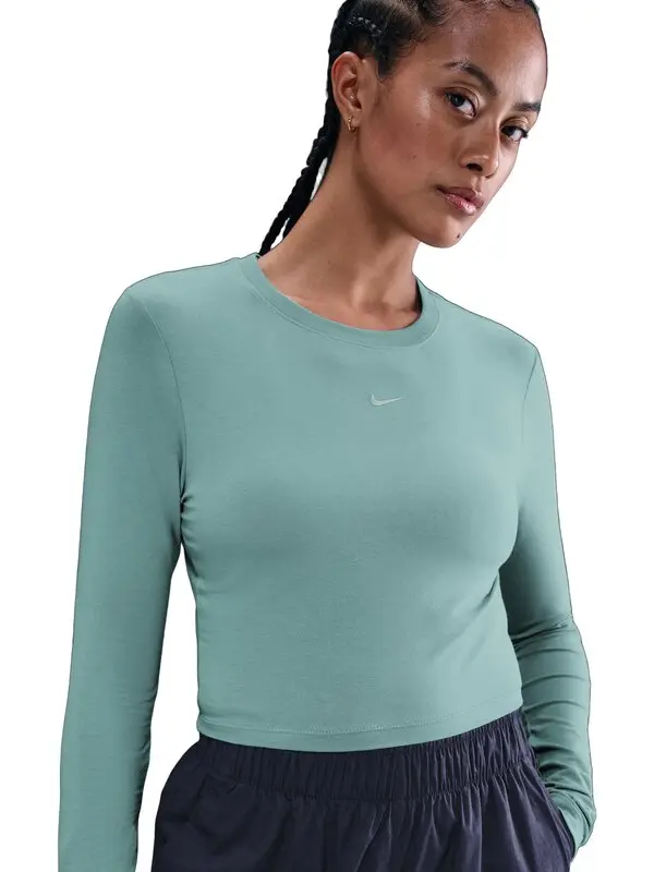 Nike Sportswear Chill Knit Slim Long-sleeve Cropped Top - Green