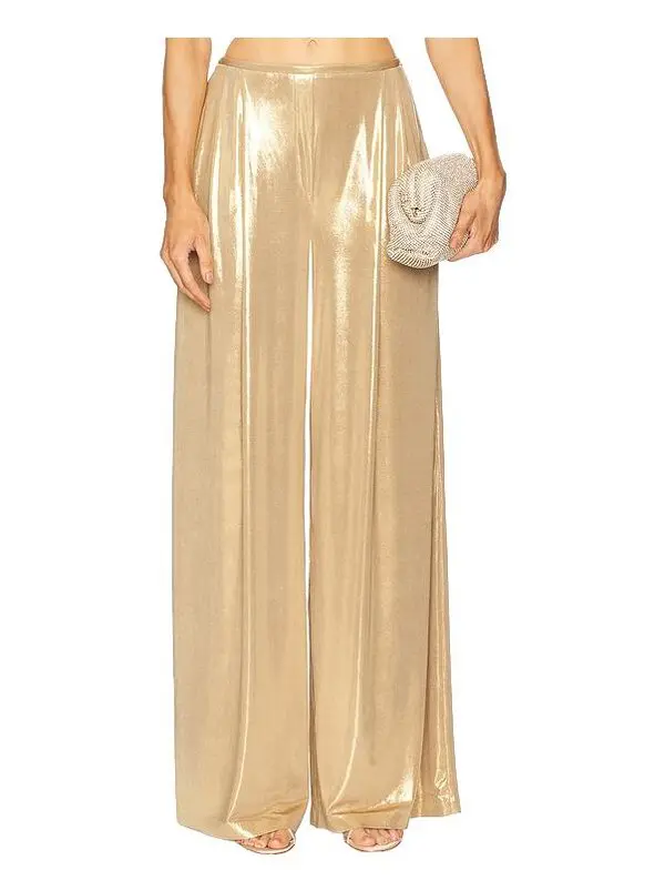 Norma Kamali Pleated Metallic Pants - Gold