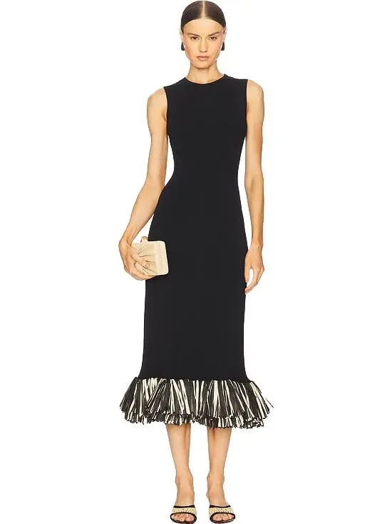 SIMONMILLER Boa Knit Raffia Dress - Black