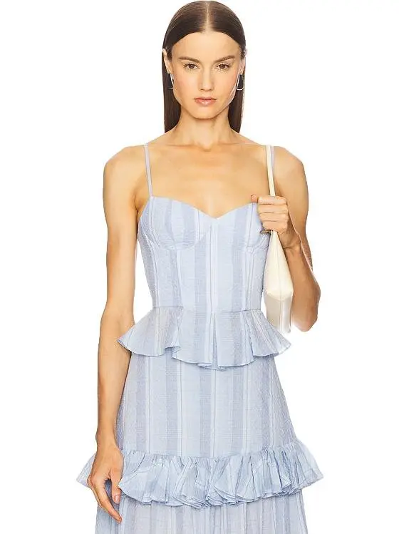 Prabal Gurung Bralette Corset With Peplum - Blue Multi