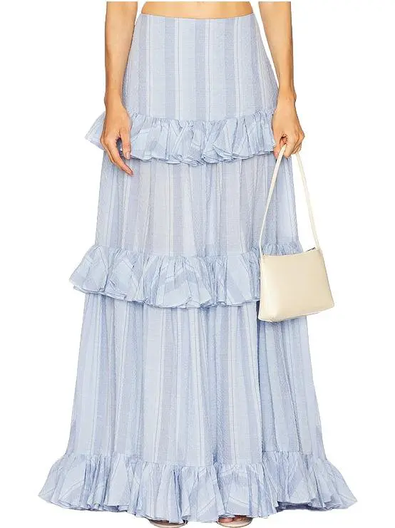 Prabal Gurung Maxi Tiered Ruffle Skirt - Blue Multi