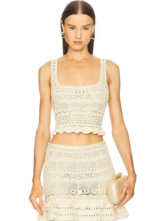 Retrofete Damira Crochet Top - Ivory & Gold