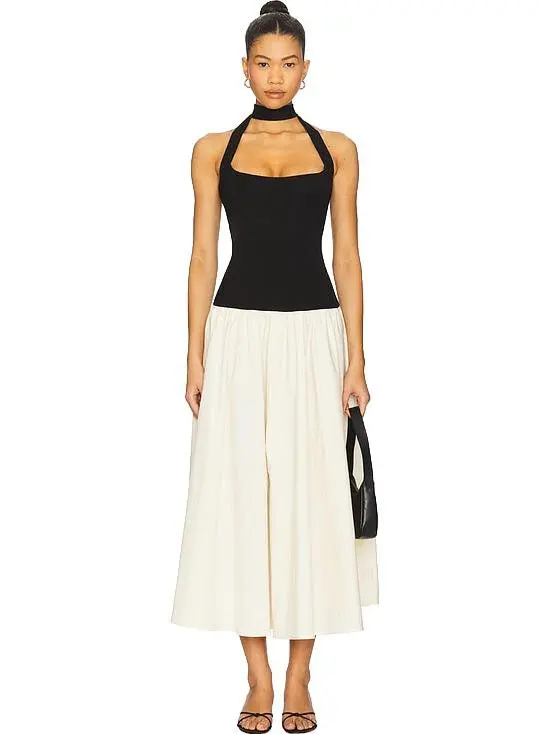 CAMILA COELHO Andrade Midi Dress - Black & White