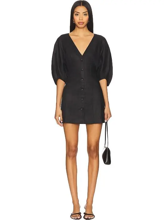 CAMILA COELHO Lino Mini Dress - Black