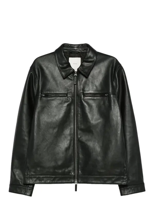 Calvin Klein Leather Outerwear - Black