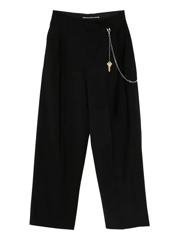 Alexander Wang Pleated Wide-leg Trousers With Key-chain - Black