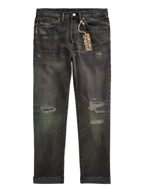 Ralph Lauren Distressed High-rise Jeans - Black