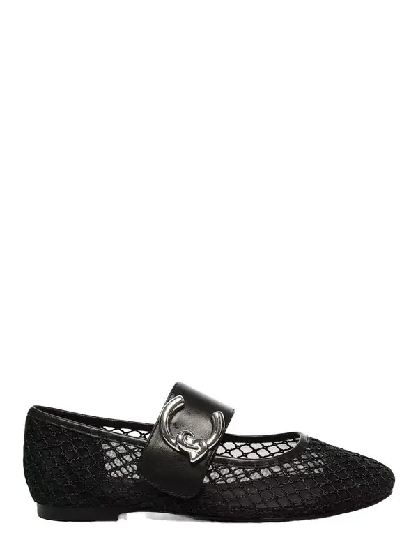 COCCINELLE C-me Leather-buckle Mesh Ballet Flats - Black
