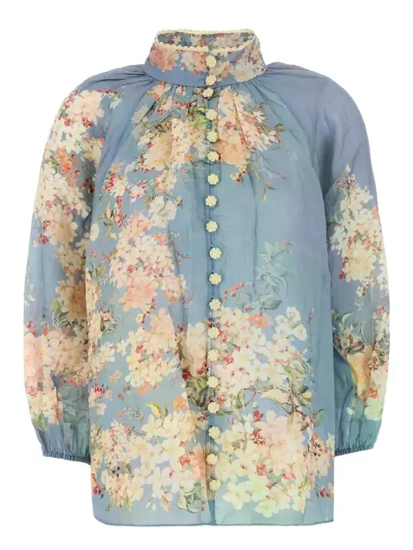 Zimmermann Cascadian Billow Blouse - Blue
