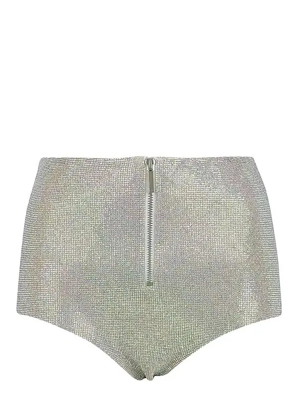 GAIA CANCIANI Crystal-embellished Zip Shorts - Silver