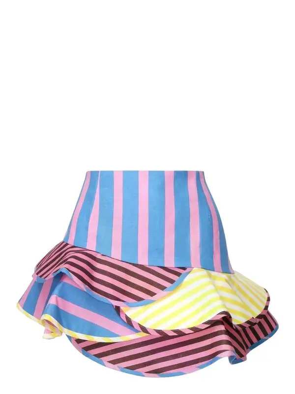 Celiab Maite Striped Ruffled Skirt - Blue