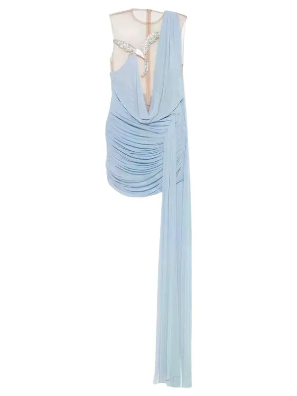 David Koma Draped Crystal-embellished Mini Dress - Blue