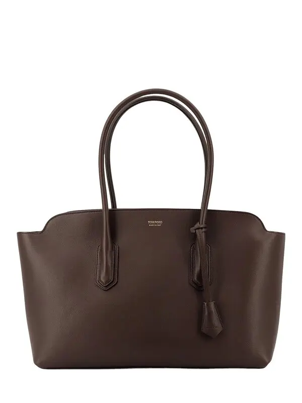TOM FORD Leather Shoulder Bag With Logo - Brown