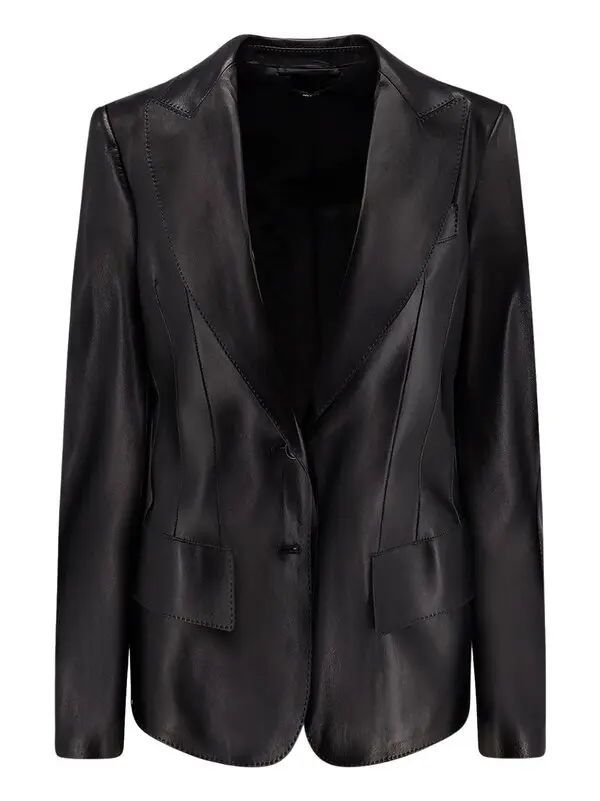 TOM FORD Leather Blazer - Black