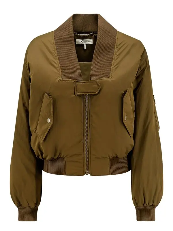 Chloé Nylon Bomber Jacket - Brown