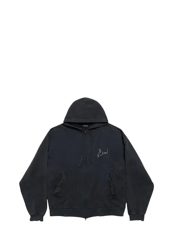 Balenciaga Music Britney Spears Series Oversized Zipup Hoodie - Faded Black/blue