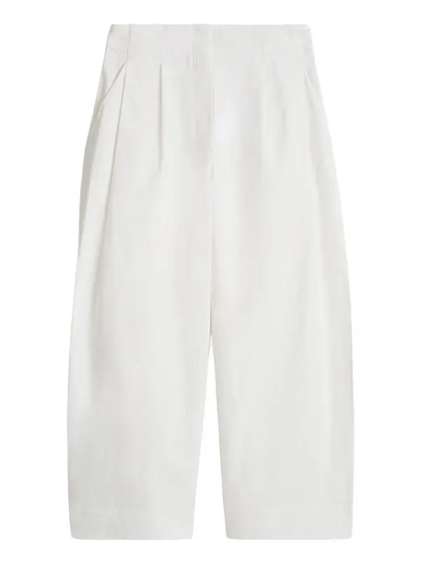 Cos Cotton Barrel-leg Trousers - White