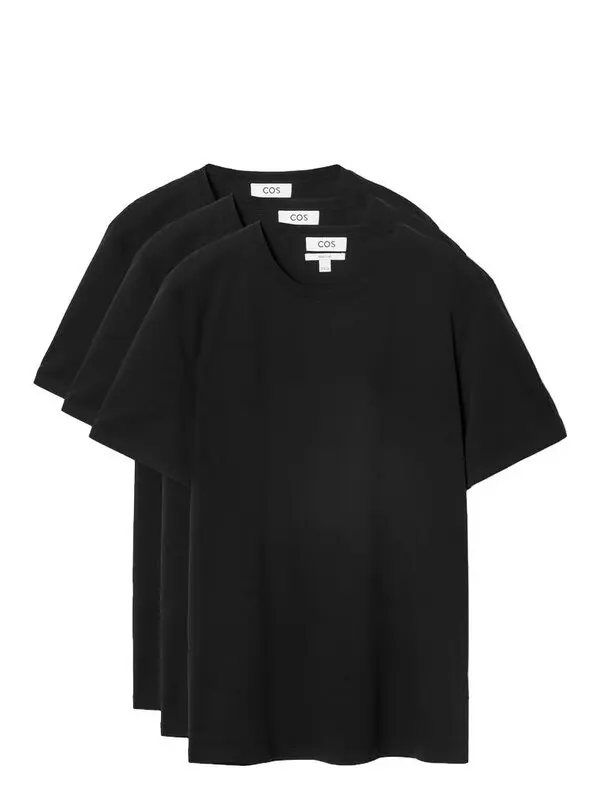Cos 3-pack Cotton Crew-neck T-shirts - Black