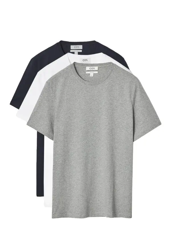 Cos 3-pack Cotton Crew-neck T-shirts - Navy/white
