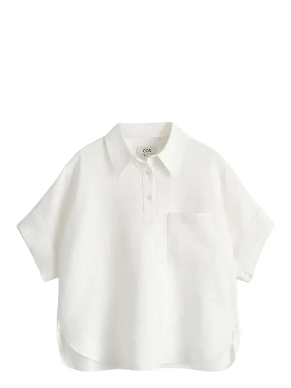 Cos Linen Half-placket Shirt - White