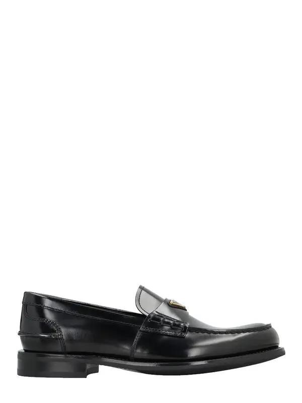 Prada Brushed Leather Loafers - Black