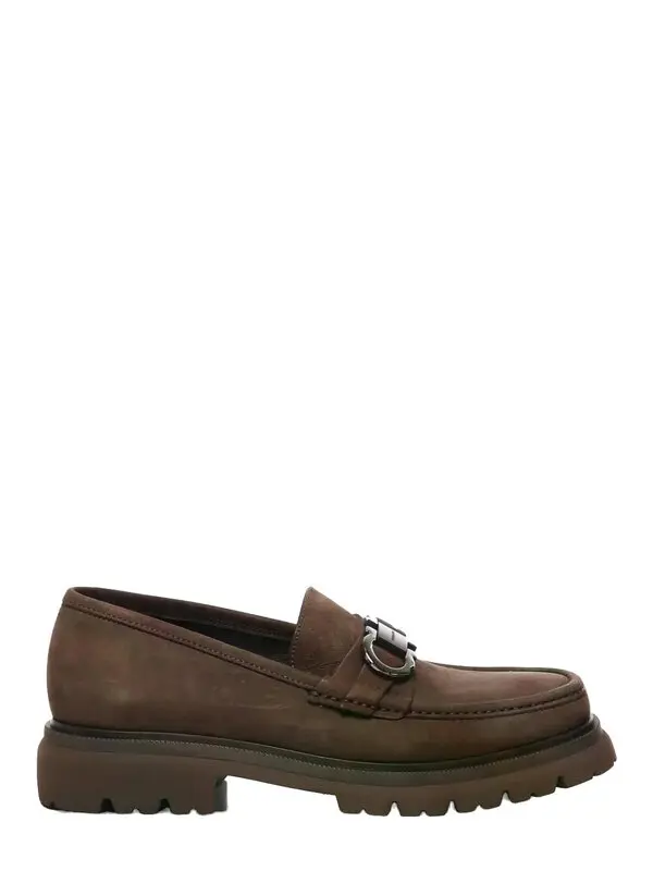 FERRAGAMO Gancini-buckle Loafers - Brown