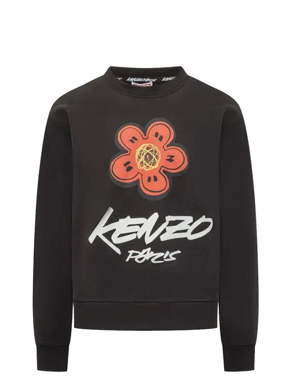 Kenzo Floral Graphic Cotton Sweatshirt - Black