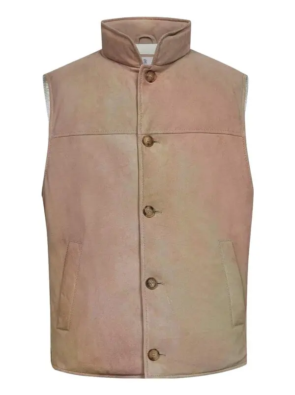 Brunello Cucinelli Horn-button Stand-collar Gilet - Brown