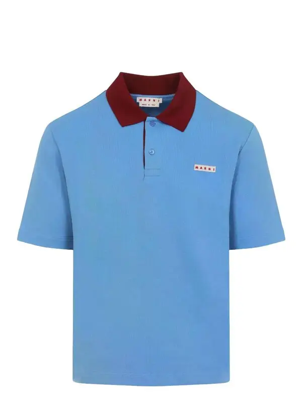 Marni Contrast-collar Polo Shirt - Blue