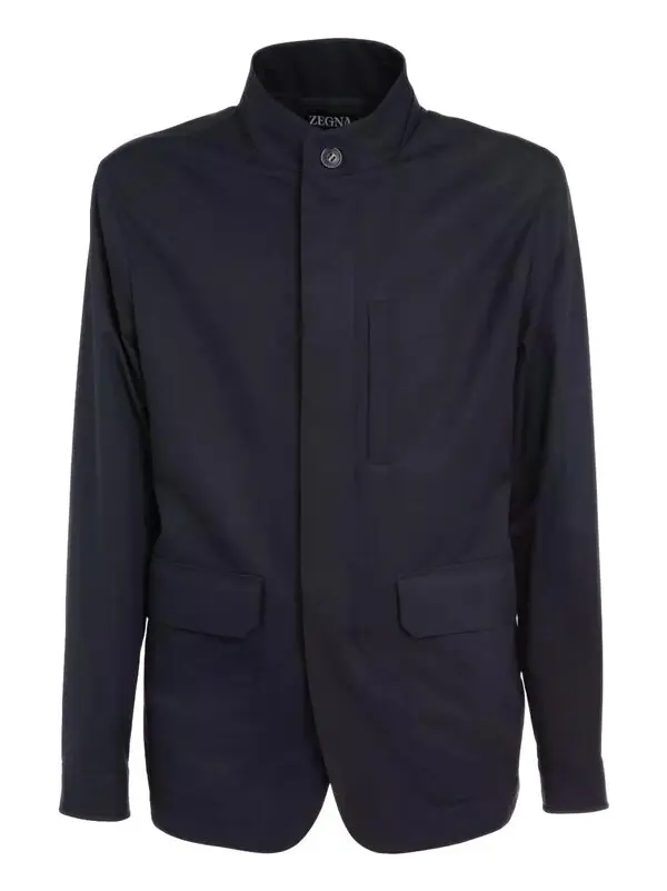 Zegna High-neck Patch-pocket Jacket - Blue