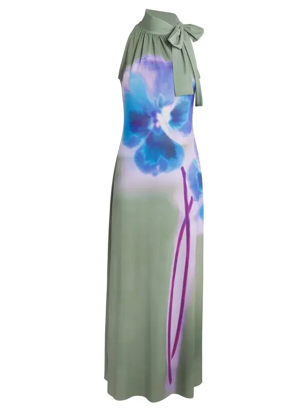 Max & Co. Floral Pussybow Maxi Dress - Green