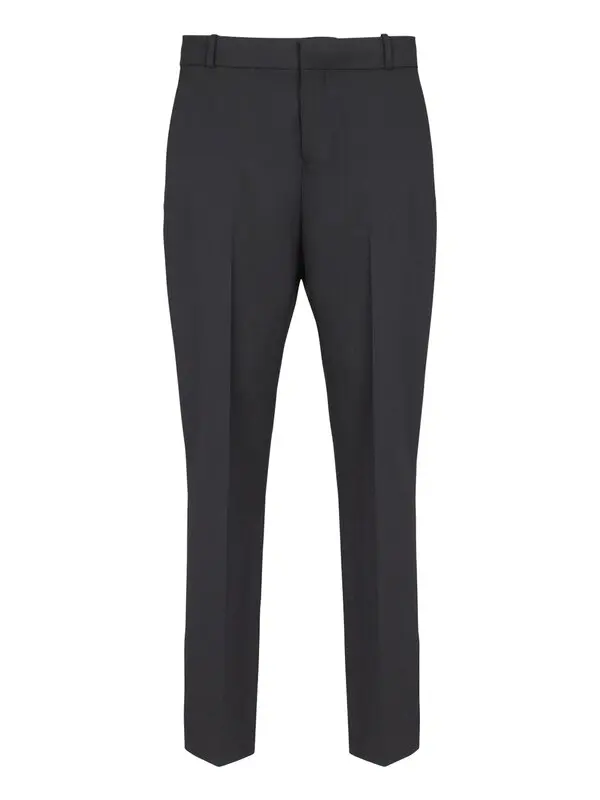 Balmain Wool Slim Tailored Trousers - Black