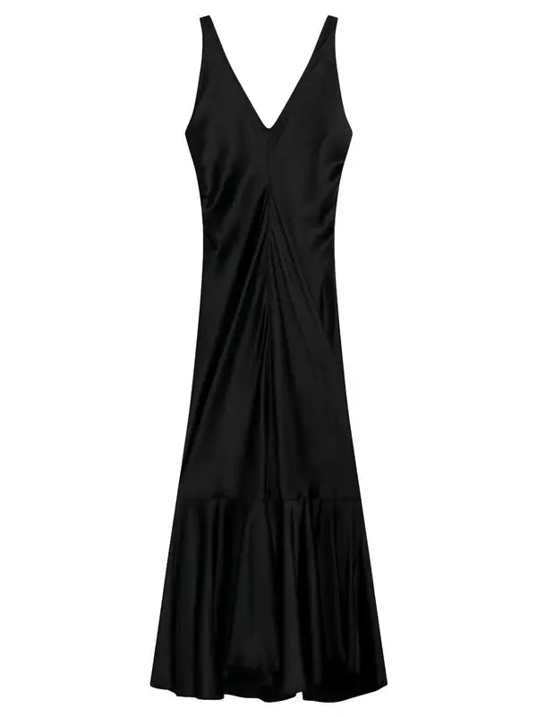 Sportmax V-neck Ruffled Maxi Dress - Black