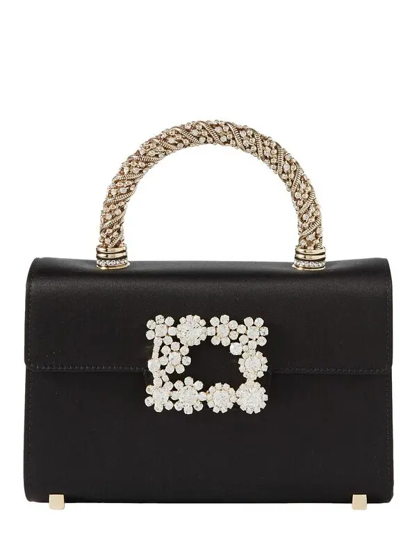 ROGER VIVIER Flower Crystal-embellished Clutch - Black