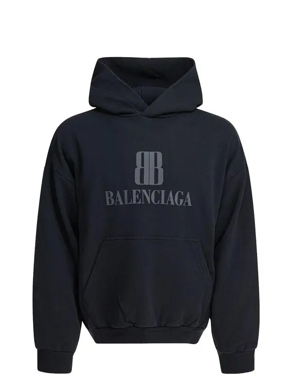 Balenciaga Medium Fit Cotton Hoodie - Black