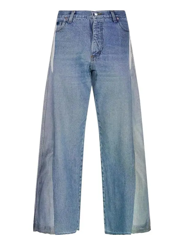 E.L.V. DENIM Maya Panelled Frayed Jeans - Blue