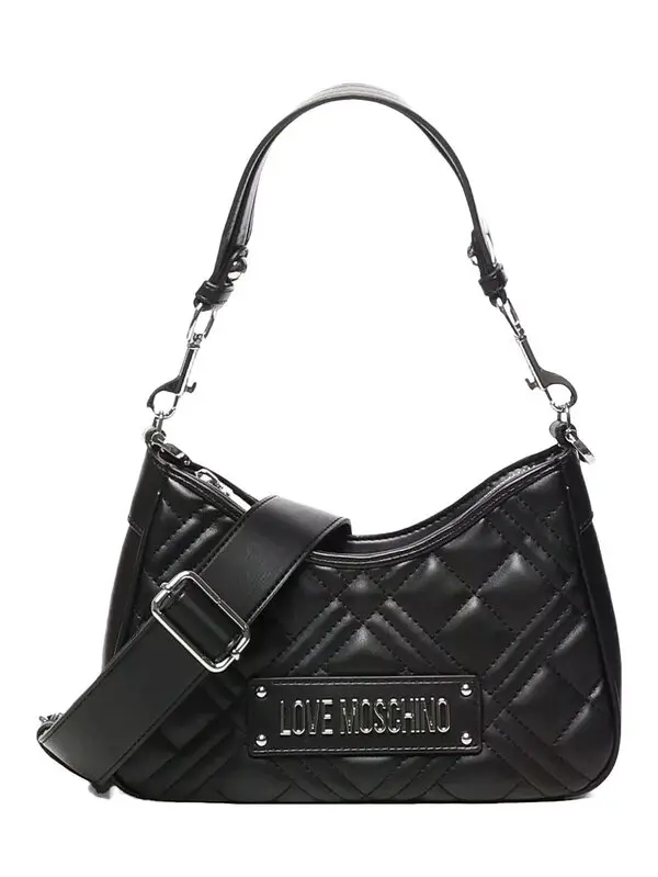 Moschino Quilted Logo Shoulder Bag - Black