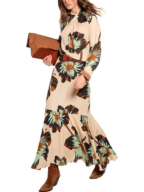 Johanna Ortiz Silk Buena Vista Maxi Skirt - Rust Multi