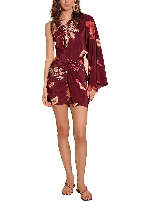 Johanna Ortiz Hidden Oasis Silk Mini Dress - Dark Red