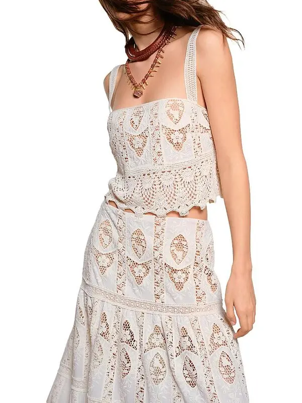 Johanna Ortiz Casablanca Scalloped Lace Top - Ecru