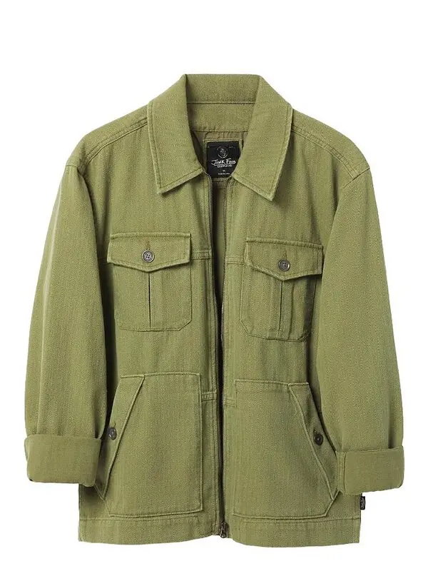 Junk Food Clothing Utility Twill Shacket - Army Green