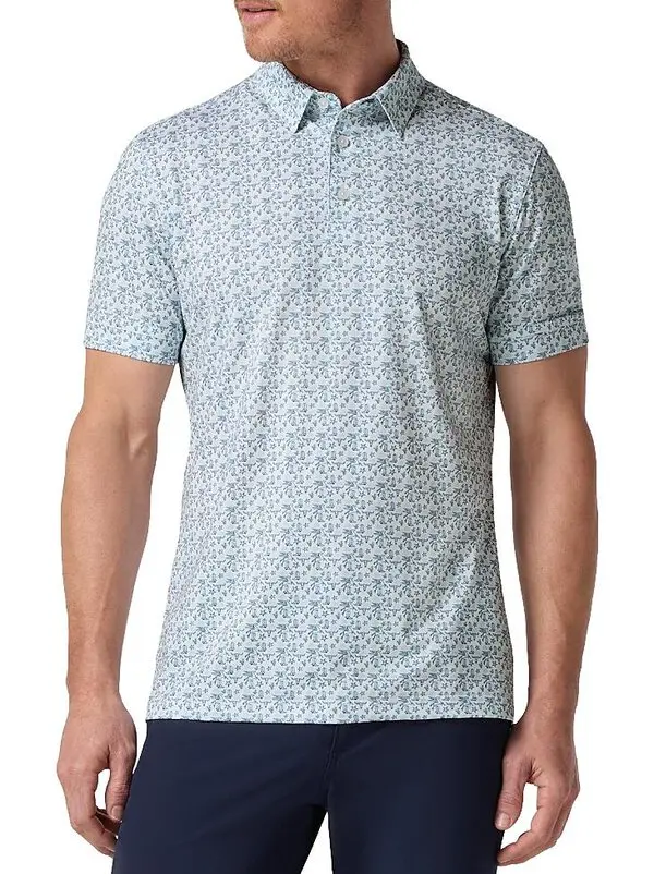 Mizzen+main Versa Short Sleeve Polo - White Dallas Mosaic