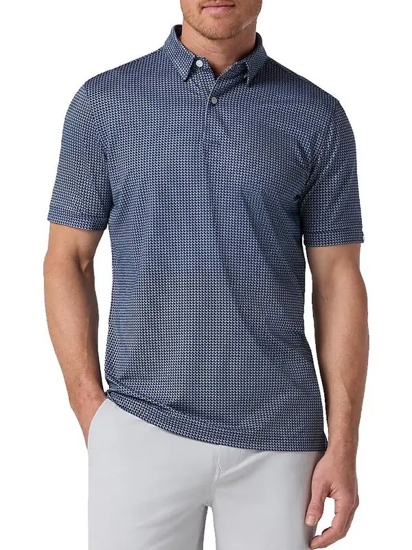 Mizzen+main Halyard Short Sleeve Polo - Navy Geo Twill