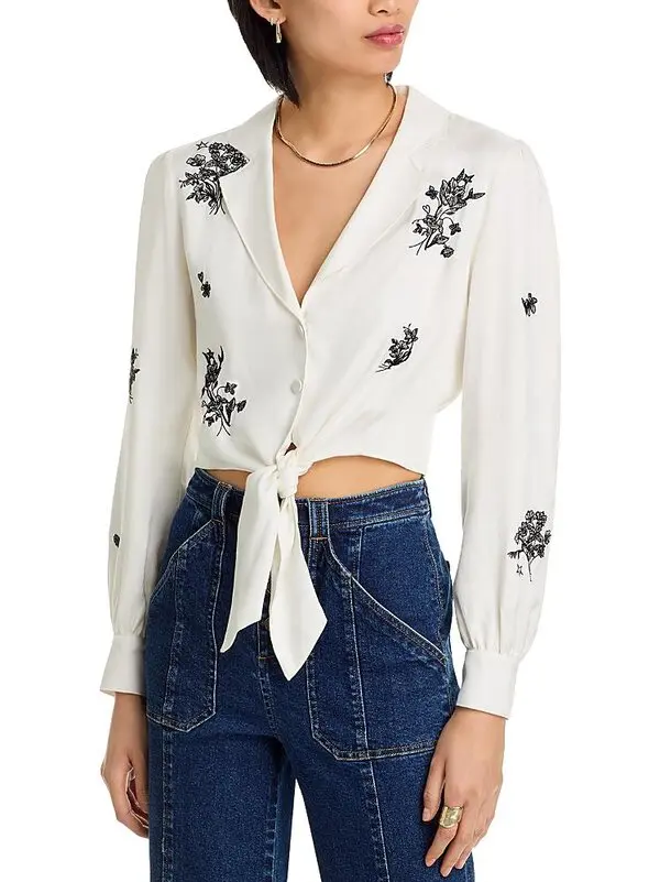 Cinq À Sept Wildflower Whimsy Marin Top - Ivory/ Black