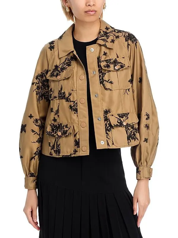 Cinq À Sept Floral Adami Jacket - Brown Sandstone/ Black