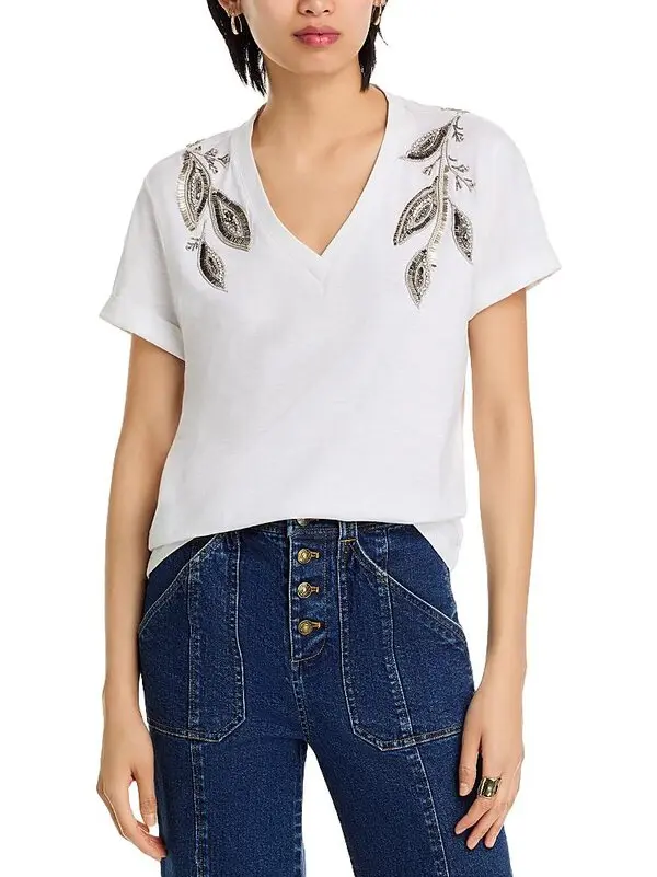 Cinq À Sept Bree Beaded Tee - White
