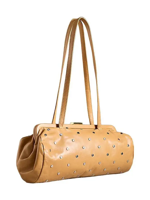 Clare V. Yvette Studded Shoulder Bag - Biscuit